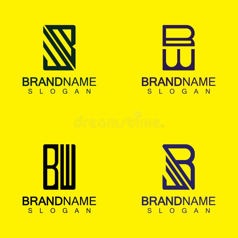 Alphabet Letters BW or WB Logo Design Template Stock Vector ...