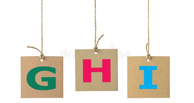 Alphabet Letters on Cardboard Label Isolated. Set 7 Stock Image - Image ...