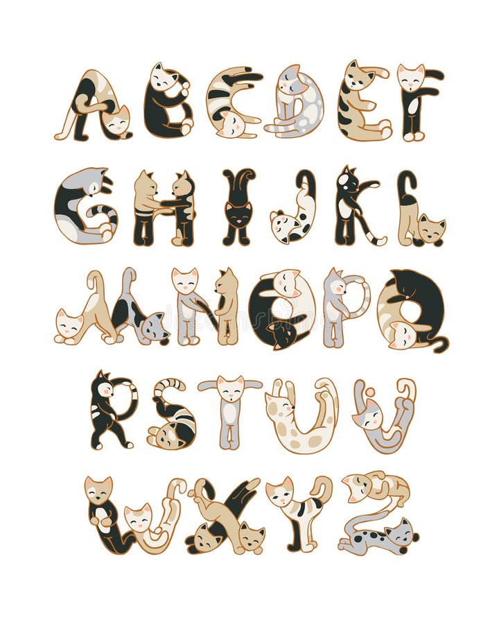 Alphabet letters of cats stock vector. Illustration of puss - 78509586