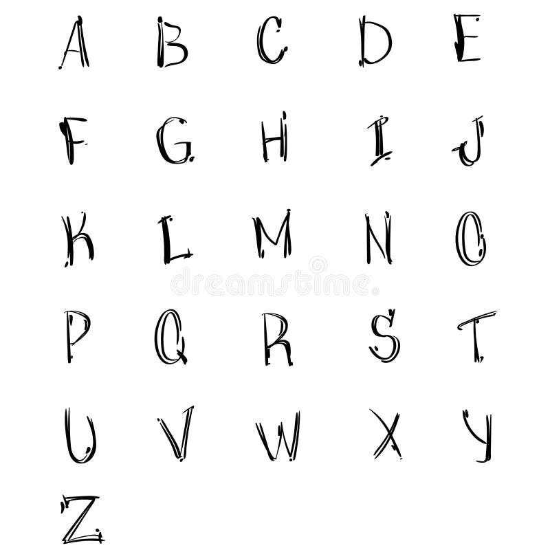 Alphabet Letters Collection Sketch Hand Drawn Stock Vector ...
