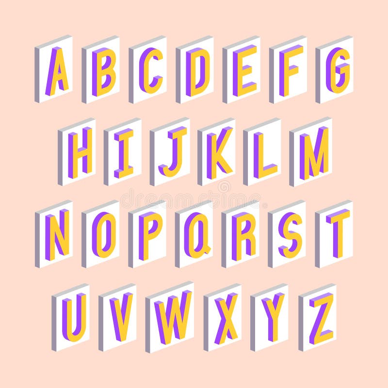 Alphabet Letters with 3d Isometric Effect Stock Illustration ...
