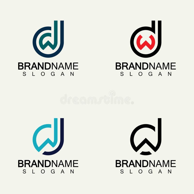 Alphabet Letters DW or WD Logo Design Template Stock Illustration ...