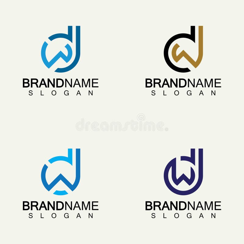 Alphabet Letters DW or WD Logo Design Template Stock Vector ...