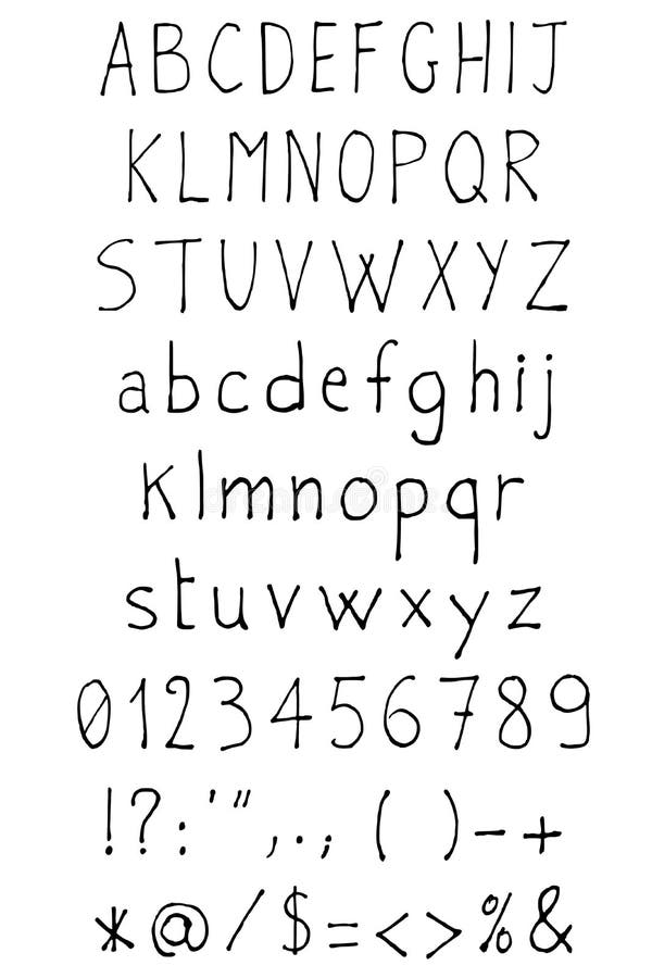 Alphabet Letters Font Set Handwritten Style, Regular Uppercase ...
