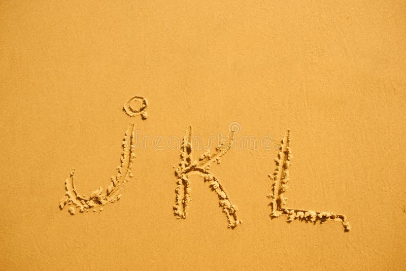 Alphabet Letters J K L Handwritten in Sand Stock Photo - Image of sand ...