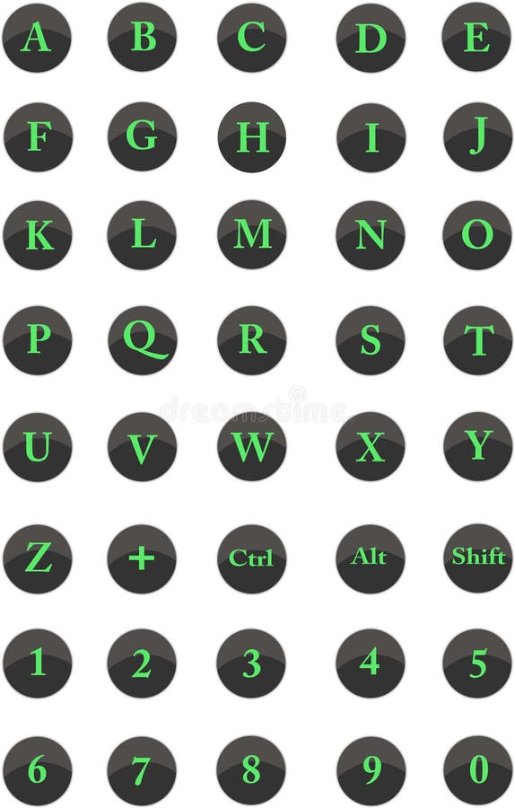 Alphabet Letters, Natural Numbers and Main Keys Stock Image ...