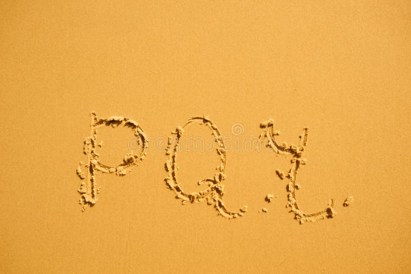 Alphabet Letters P Q R Handwritten in Sand Stock Image - Image of ...