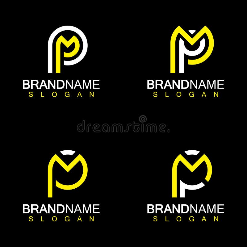 Alphabet Letters PM or MP Logo Design Template Stock Illustration ...