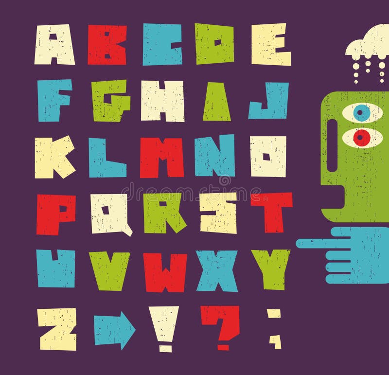 Alphabet Letters in Retro Style. Stock Vector - Illustration of crazy ...