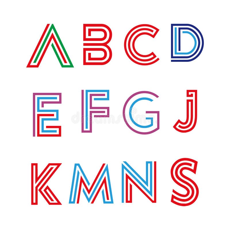 Alphabet Letters Set with Abstract Line Logo Element. Line Letters ...