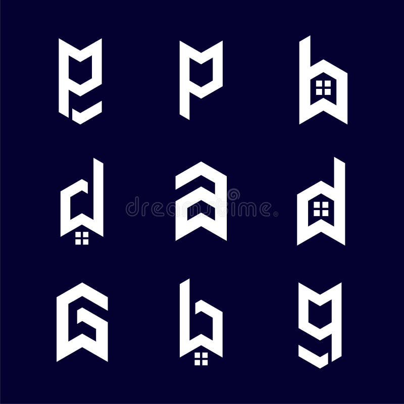 Alphabet Letters Set with Home Square Logo Element. Home Letters ...