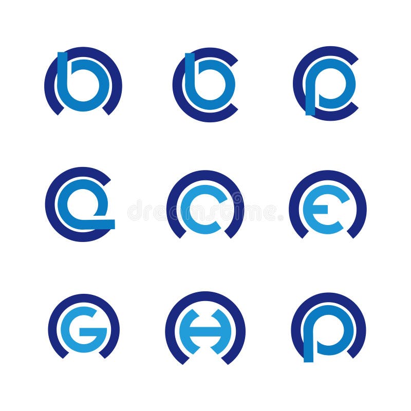 Alphabet Letters Set with Initial Circle Logo Element. Initial Letters ...