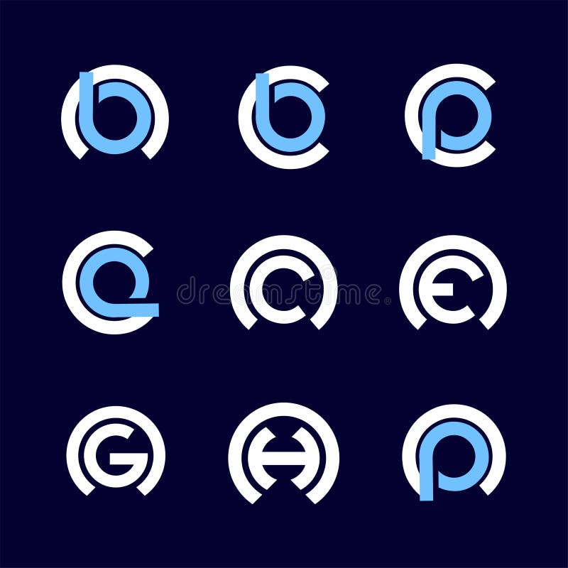 Alphabet Letters Set with Initial Circle Logo Element. Initial Letters ...