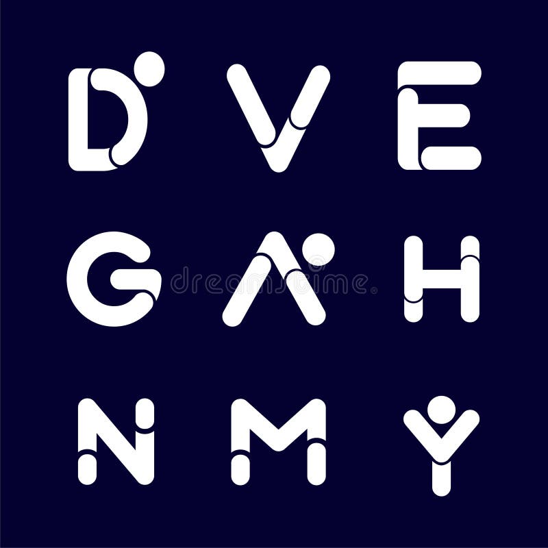 Alphabet Letters Set with People Logo Element. People Letters ...