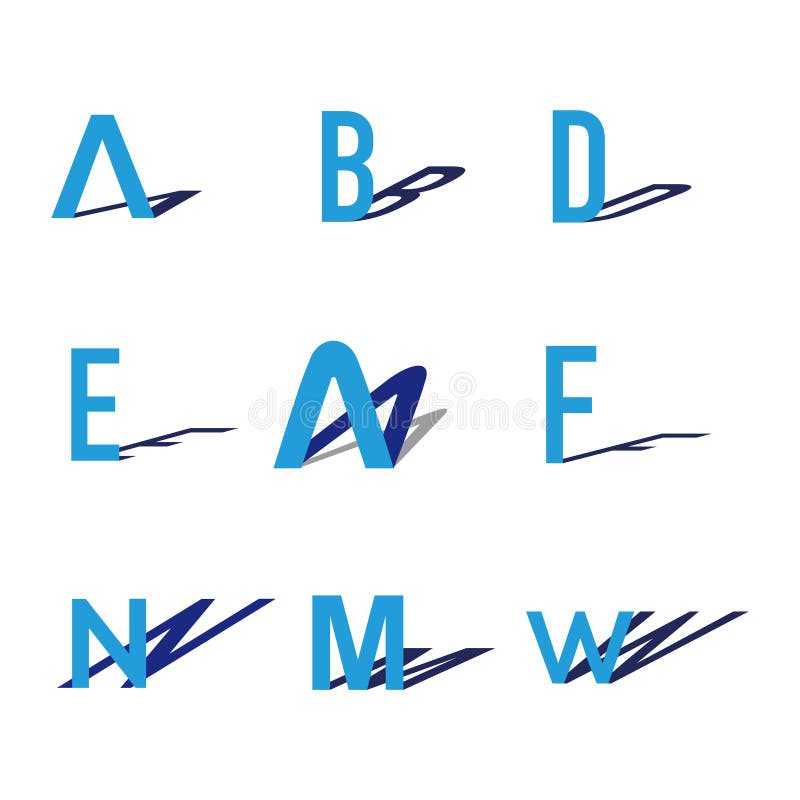 Alphabet Letters Set with Shadow Logo Element. Shadow Letters ...