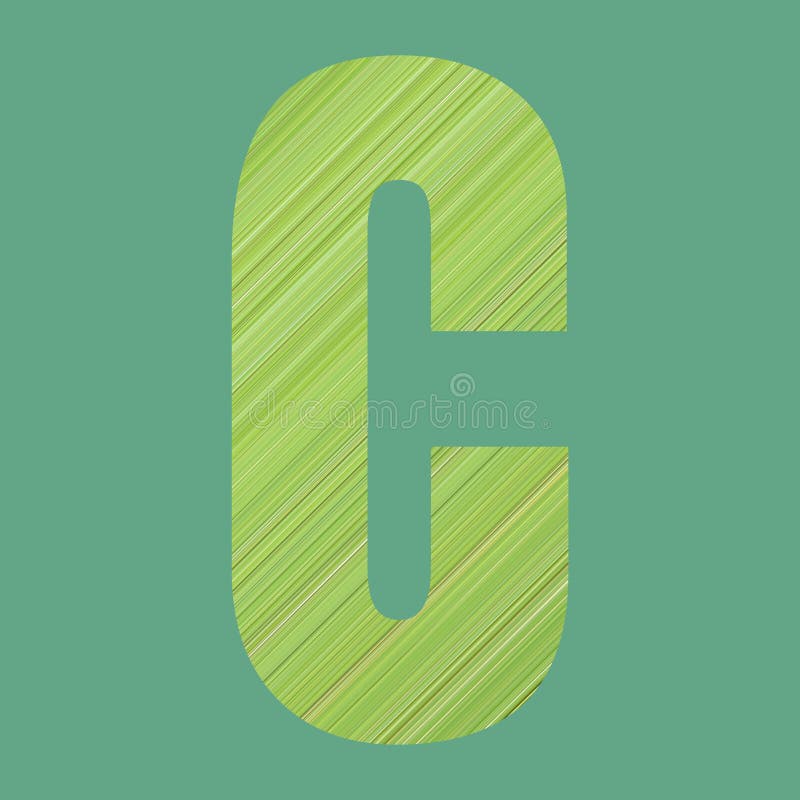 Alphabet Letters of Shape C in Green Pattern Style on Pastel Green ...