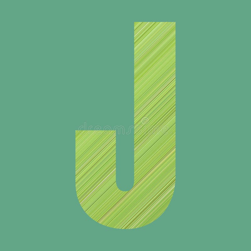 Alphabet Letters of Shape J in Green Pattern Style on Pastel Green ...