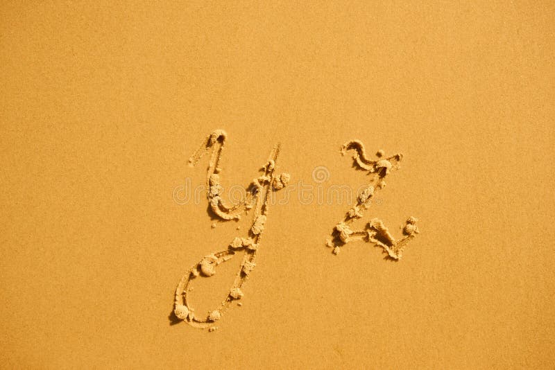 Alphabet Letters T Z Handwritten in Sand Stock Image - Image of ...