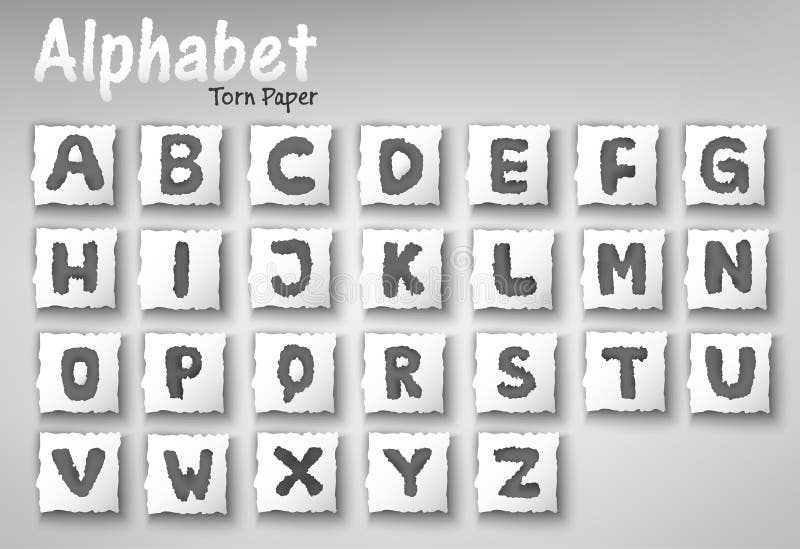 Alphabet Letters Torn Paper Design Set Stock Vector - Illustration of ...