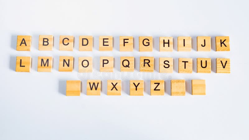 Alphabet Letters on Wooden Pieces. Set Light Text Stock Photo - Image ...