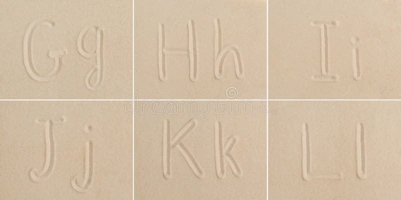 Alphabet Letters Writing on the Sand Stock Illustration - Illustration ...