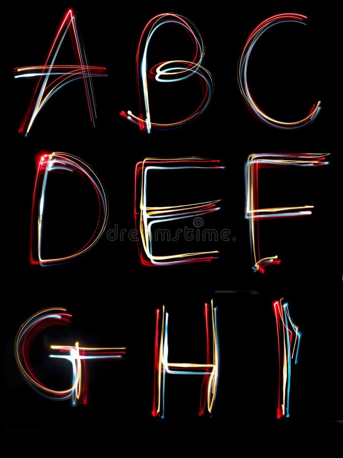 Alphabet Light Neon Writing Long Exposure Stock Illustration ...
