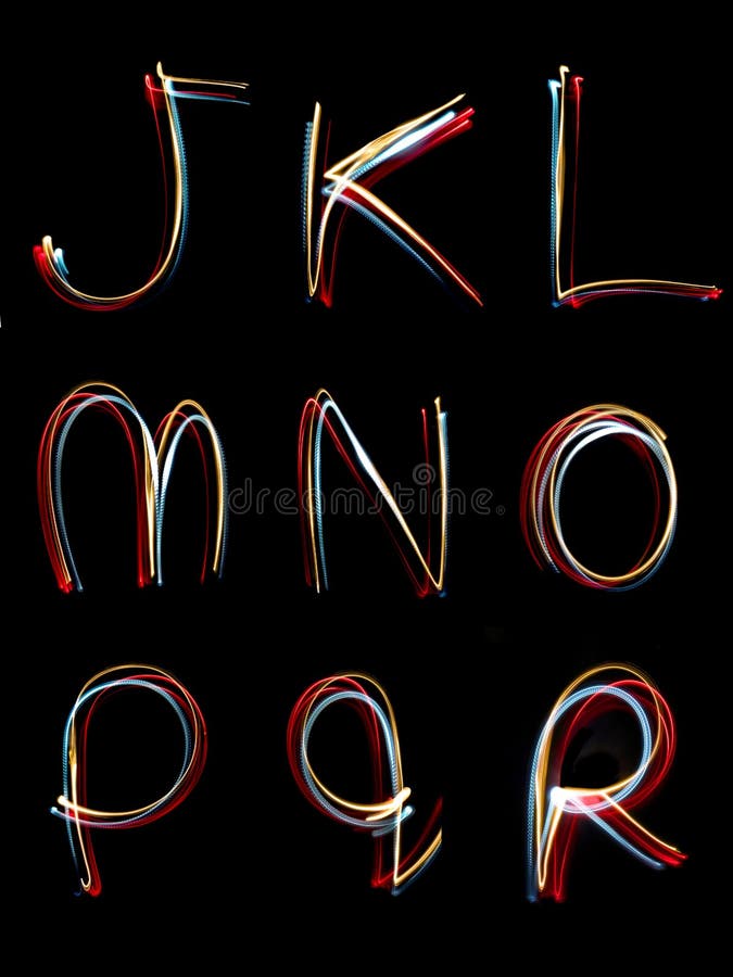 Alphabet Light Neon Writing Long Exposure Stock Illustration ...