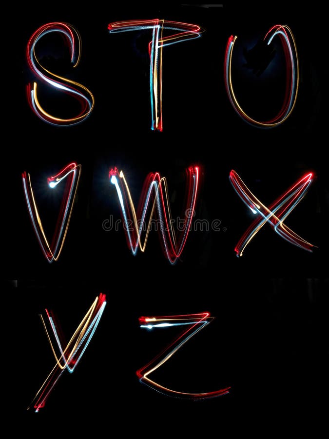 Alphabet Light Neon Writing Long Exposure Stock Photo - Image of laser ...