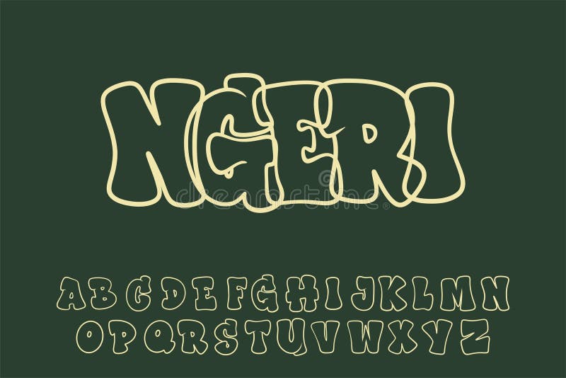 Alphabet Line Graffiti Fat Typeset Cartoon Vector Stock Vector ...