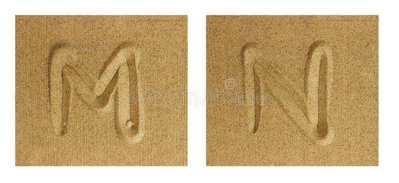 Alphabet M-N on sand stock image. Image of pattern, message - 31689593
