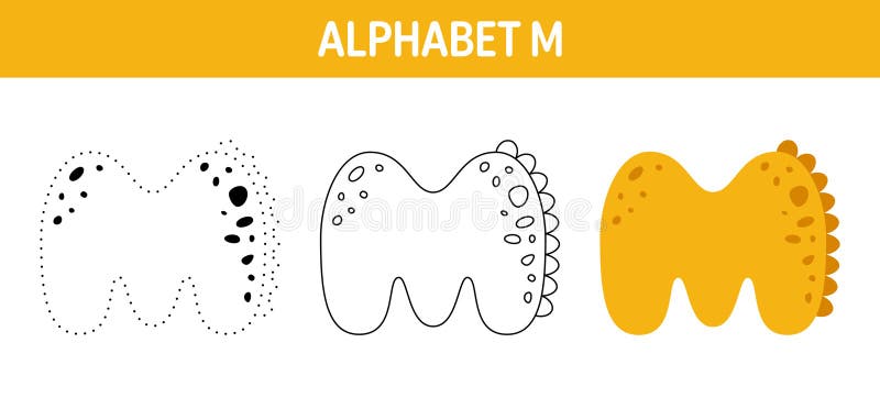 Alphabet M Tracing and Coloring Worksheet for Kids Stock Vector ...