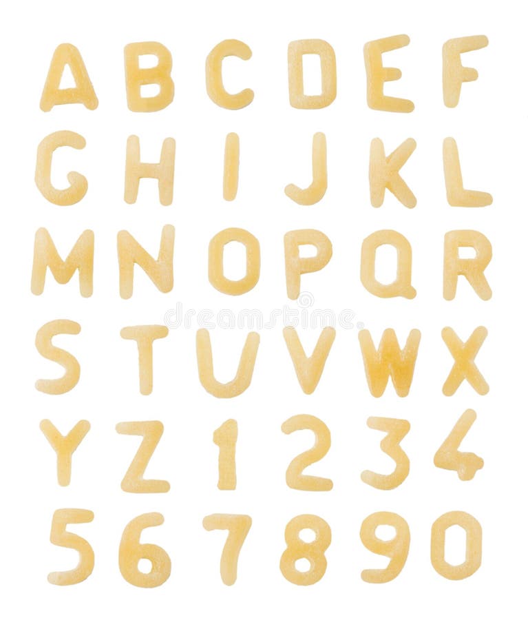 Alphabet Made of Macaroni Letters Isolated on White Background Stock ...