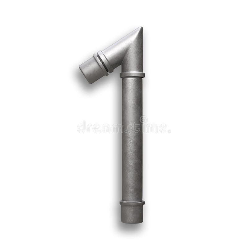 Alphabet Made of Metal Pipe, Number 1 with Clipping Path Stock ...