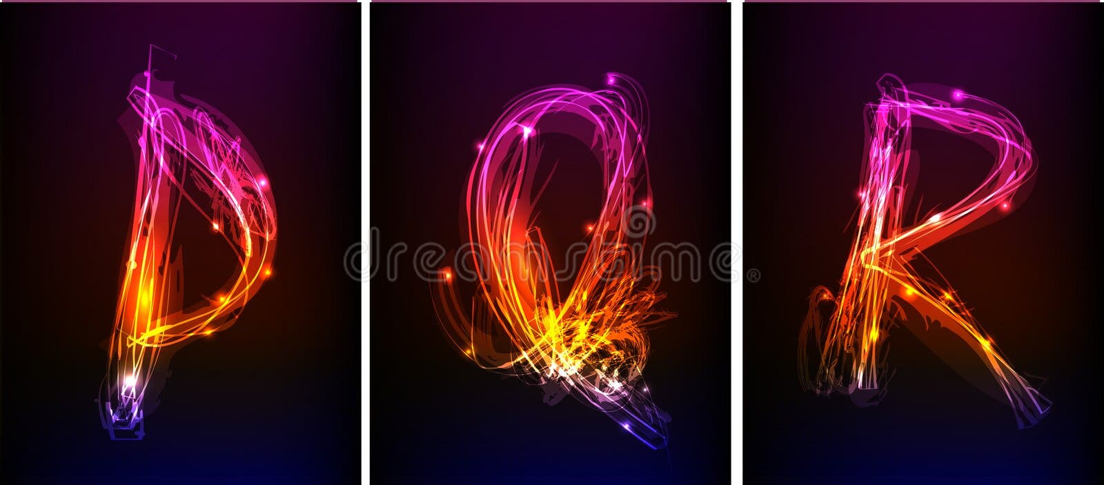 Alphabet Made of Neon Light Stock Vector - Illustration of digit ...