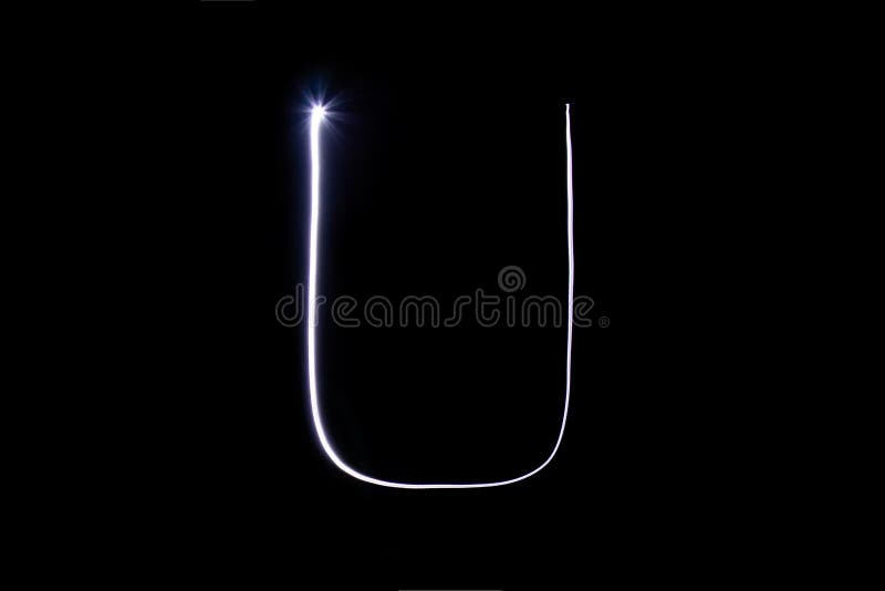 Alphabet Made of Neon Light on a Black Background. Isolated Top View ...