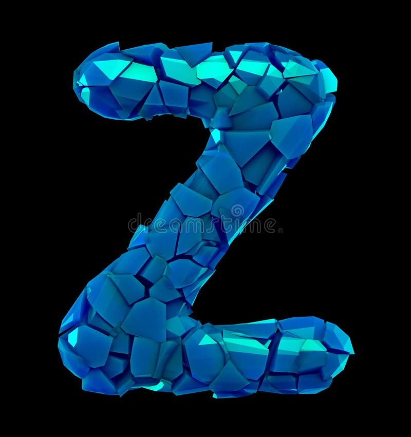 Alphabet Made of Plastic Shards Blue Color Isolated on Black Background ...