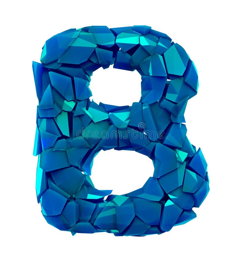 Alphabet Made of Plastic Shards Blue Color Isolated on White Background ...