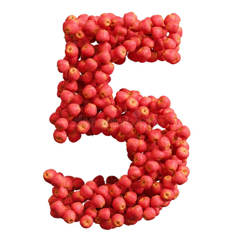 Alphabet Made of Red Apples, Number Five Stock Image - Illustration of ...