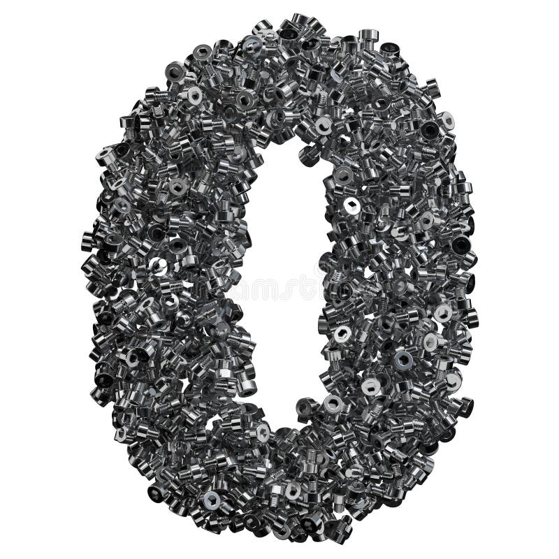 Alphabet Made of Steel Bolts, Number 0 Stock Image - Illustration of ...