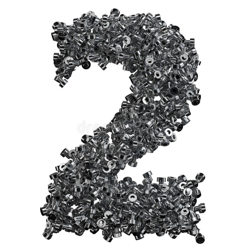 Alphabet Made of Steel Bolts, Number 2 Stock Image - Illustration of ...