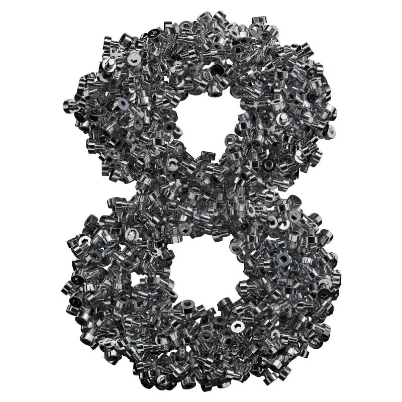 Alphabet Made of Steel Bolts, Number 8 Stock Image - Illustration of ...
