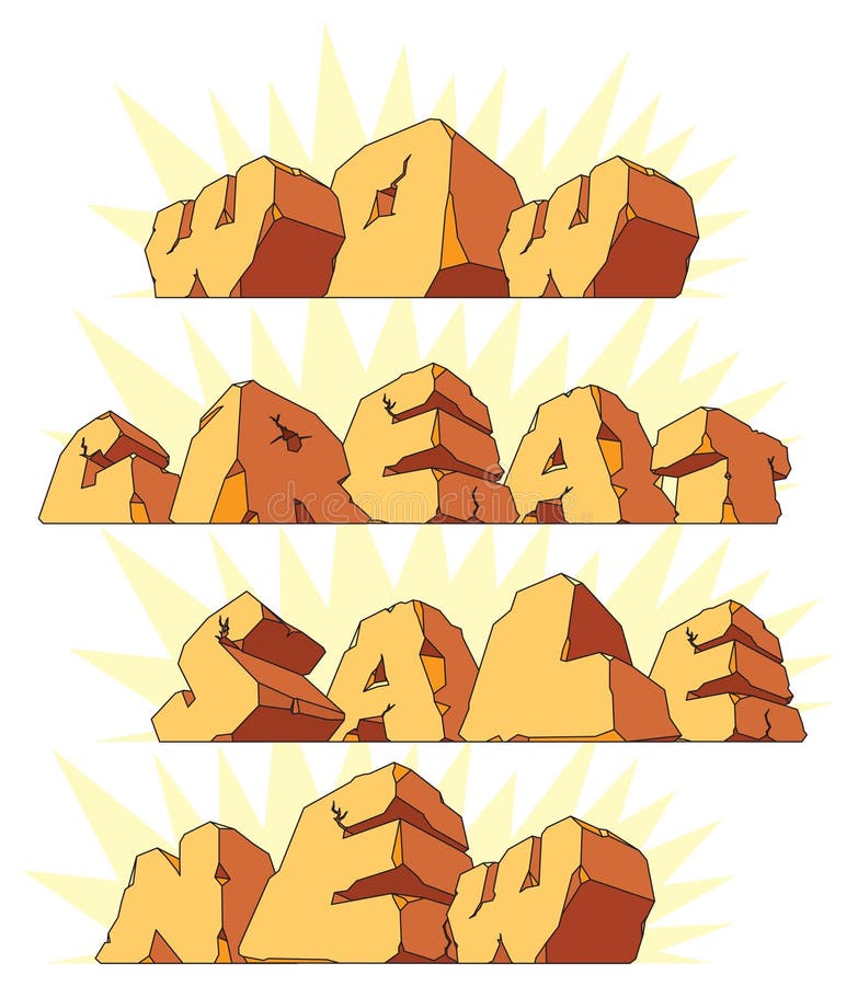 Alphabet Made of Stone, Word Wow, Great, Sale, New Stock Vector ...