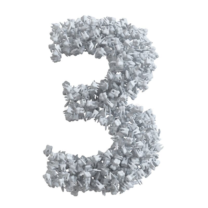 Alphabet Made of Teeth, Number 3 Stock Image - Illustration of concept ...
