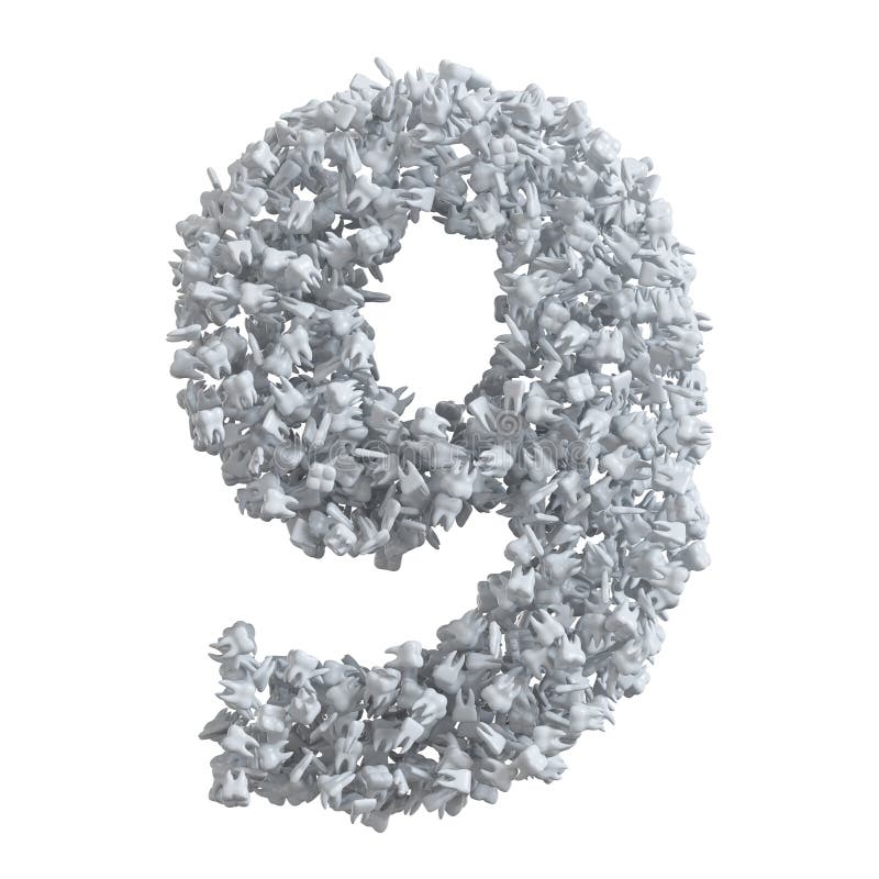 Alphabet Made of Teeth, Number 9 Stock Illustration - Illustration of ...