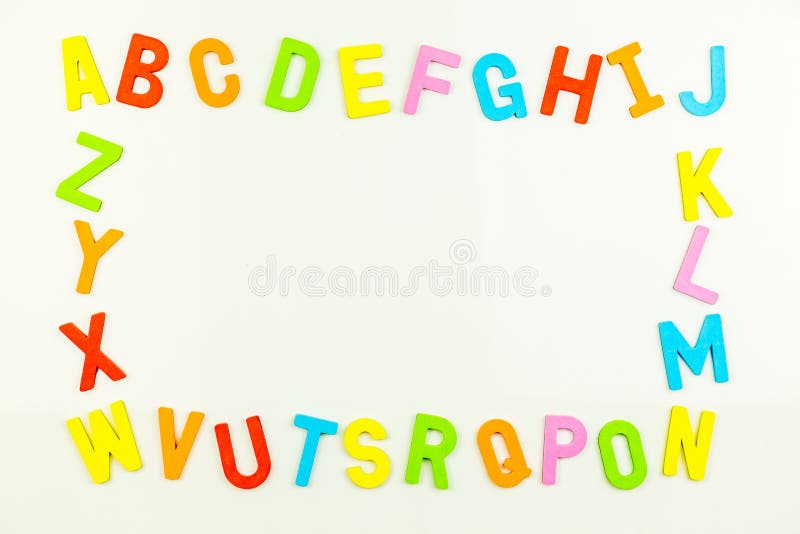 Alphabet Magnets Forming Frame on Whiteboard Stock Image - Image of ...