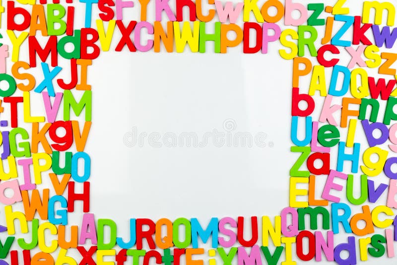 Alphabet Magnets Forming Frame on Whiteboard Stock Image - Image of ...