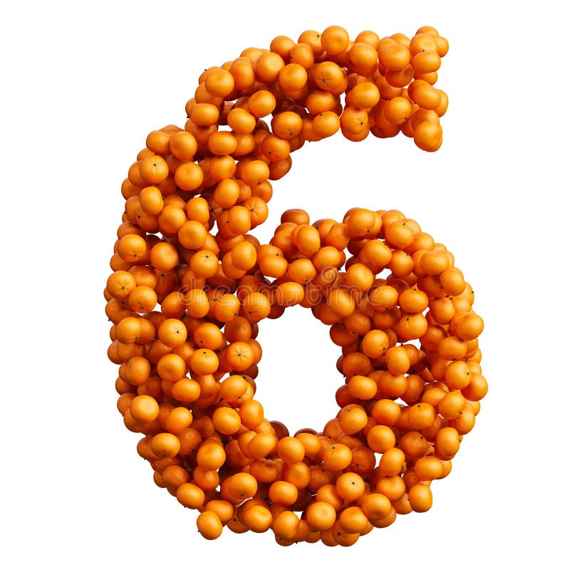 Alphabet from Many Oranges, Number 6 Stock Image - Illustration of ...