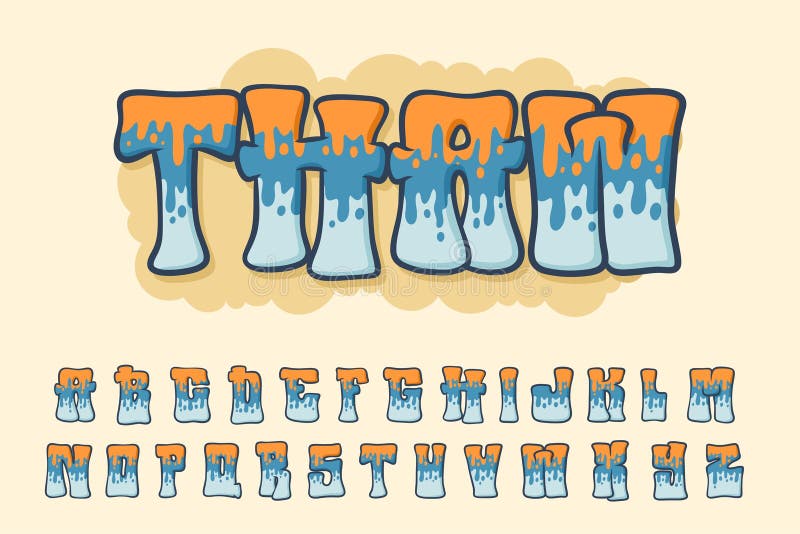 Alphabet Melt Matcha Font Type Cartoon Vector Stock Vector ...