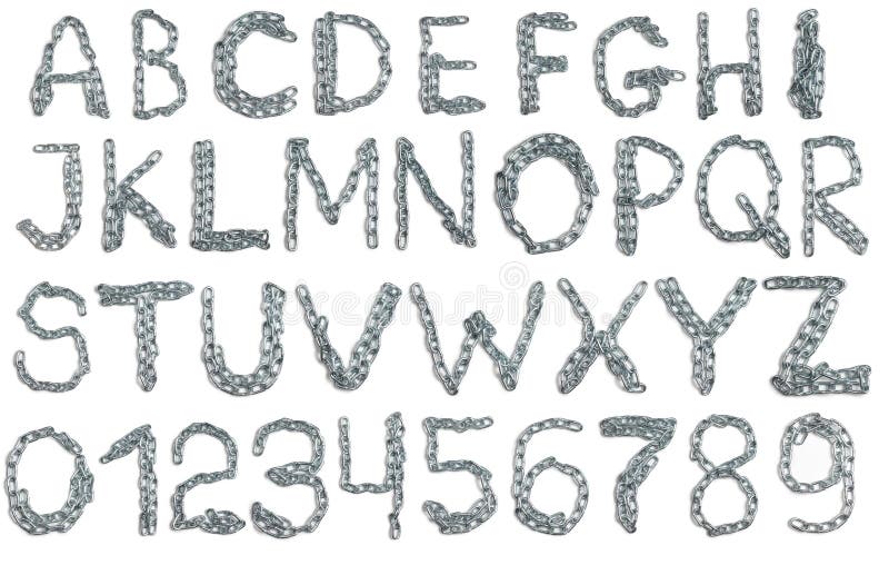 Alphabet from metal chain stock illustration. Illustration of sign ...