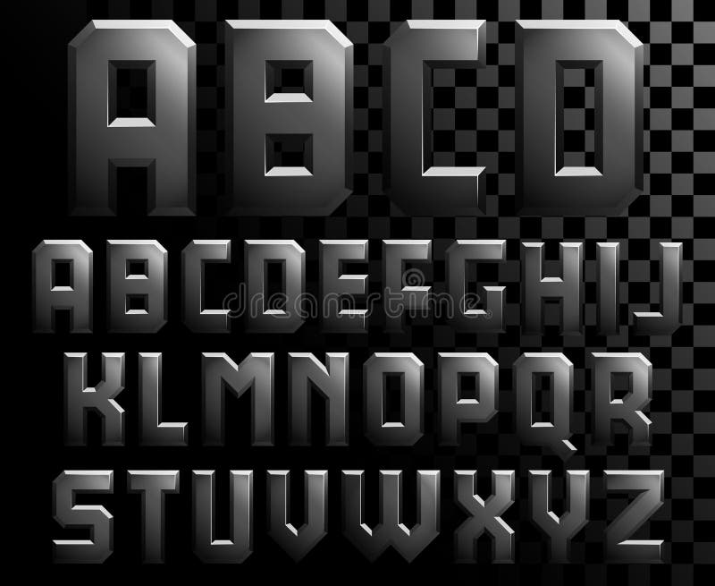 Alphabet of metal letters stock vector. Illustration of futuristic ...